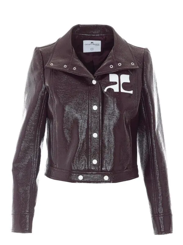 COURREGES Burgundy Vinyl Effect Jacket - Red