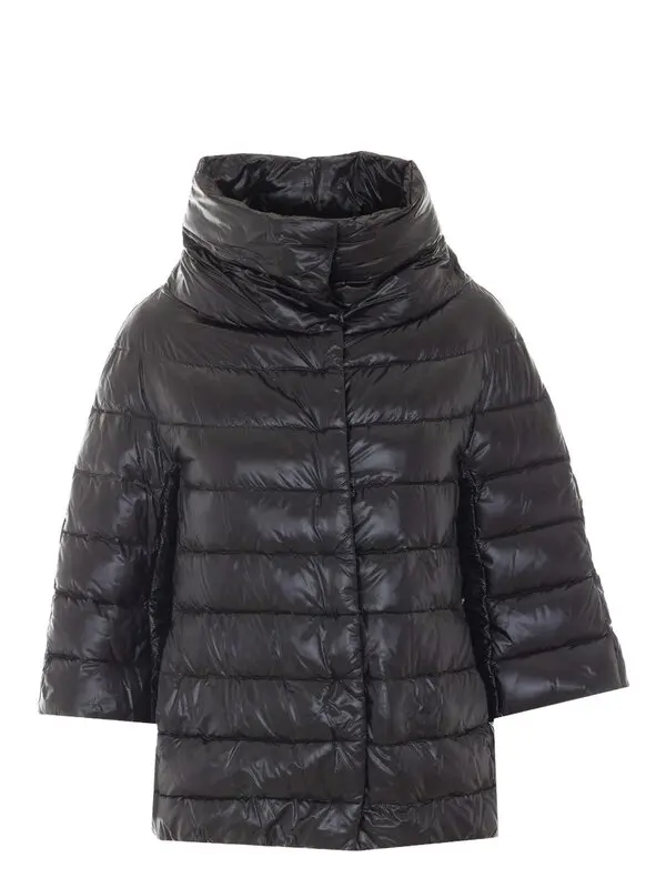 Herno Quilted Down Jacket With Turtleneck - Black