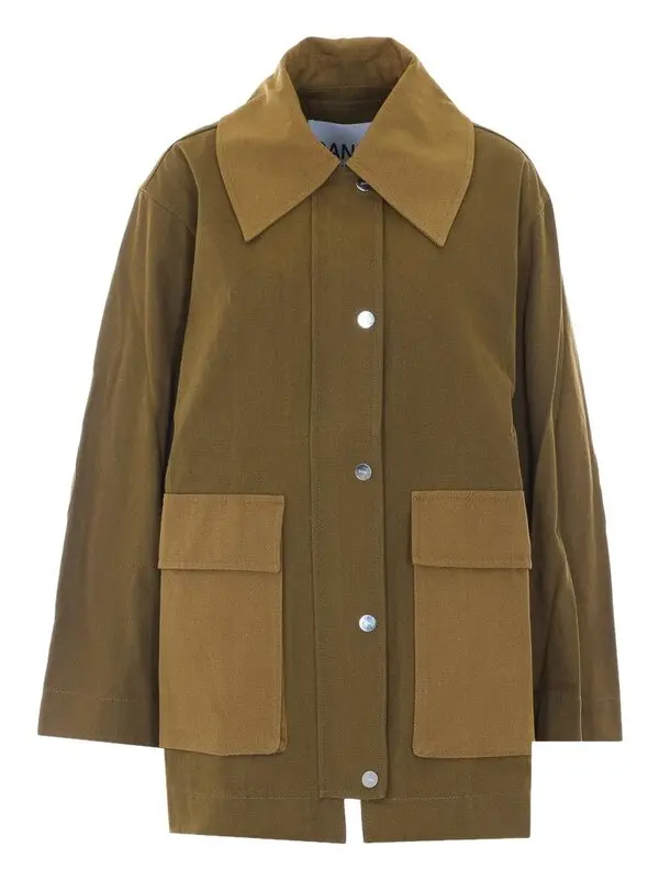 GANNI Canvas Workwear Jacket - Green