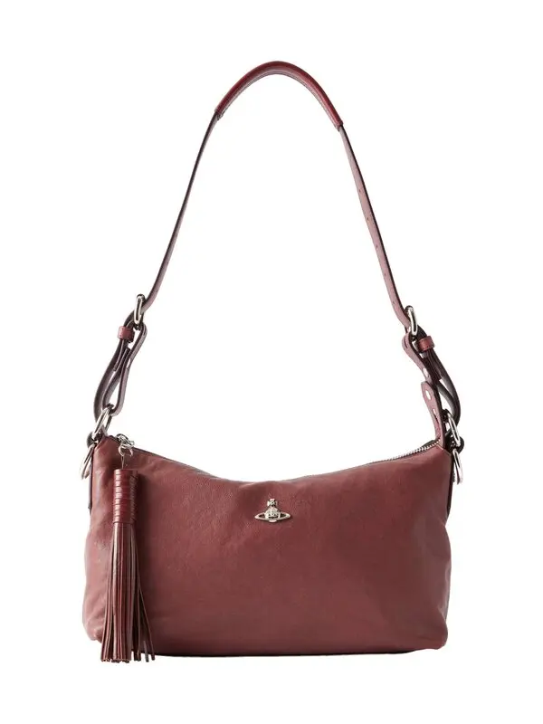 VIVIENNE WESTWOOD Emma Orb-detailed Leather Shoulder Bag - Brown