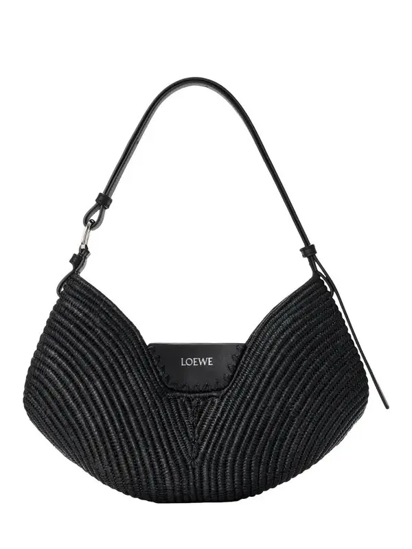 Loewe Paula's Ibiza-swing Raffia And Leather Shoulder Bag - Black