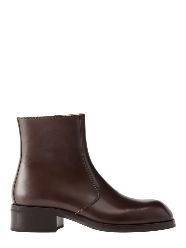 LEMAIRE Leather Ankle Boots - Chocolate