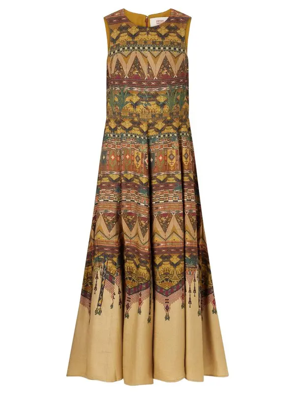 EMPORIO SIRENUSE Clodette Desert Printed Woven Silk-blend Maxi Dress - Tan