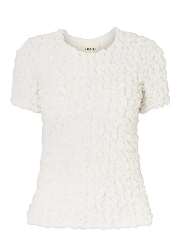 Khaite Polly Ruched Silk-chiffon Top - White