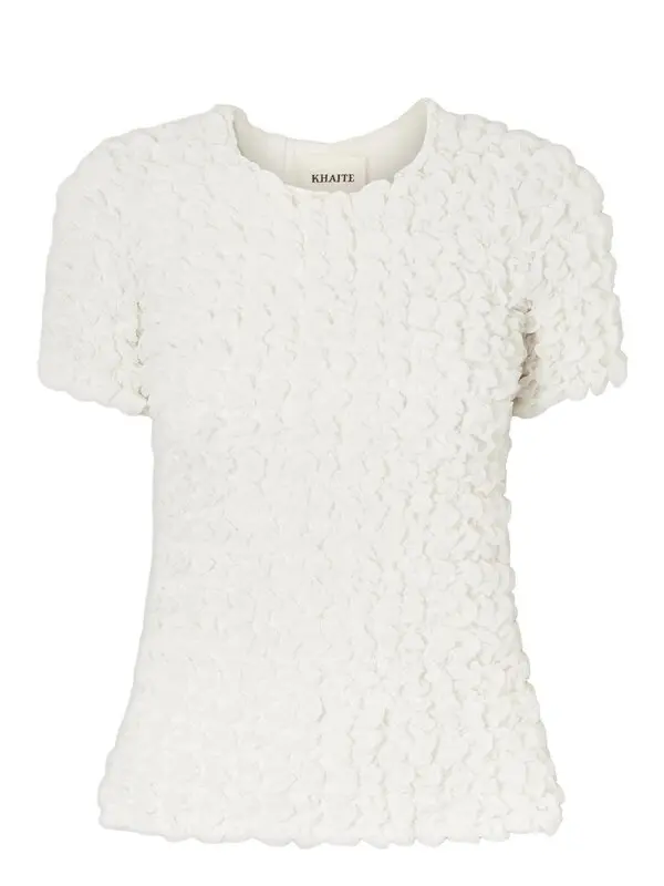 Khaite Polly Ruched Silk-chiffon Top - White