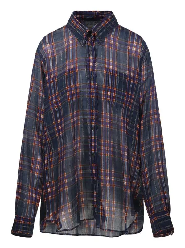 Dries Van Noten Plaid Long Sleeve Shirt - Blue