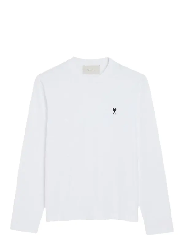 AMI Paris De Coeur Long-sleeved Crewneck T-shirt - White
