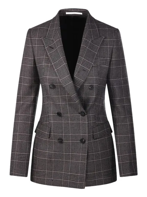 Tagliatore Double-breasted Plaid Blazer - Black