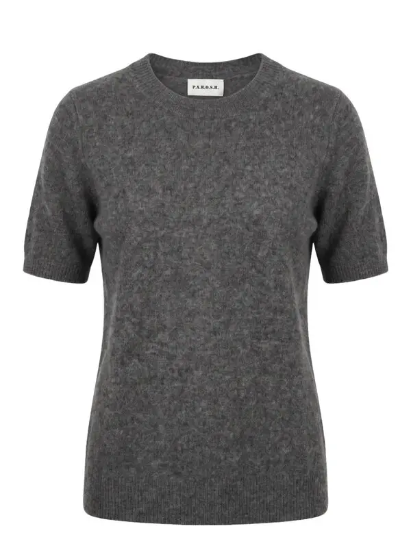 P.a.r.o.s.h Crew Neck Short-sleeved Sweater With Ribbed Details - Black