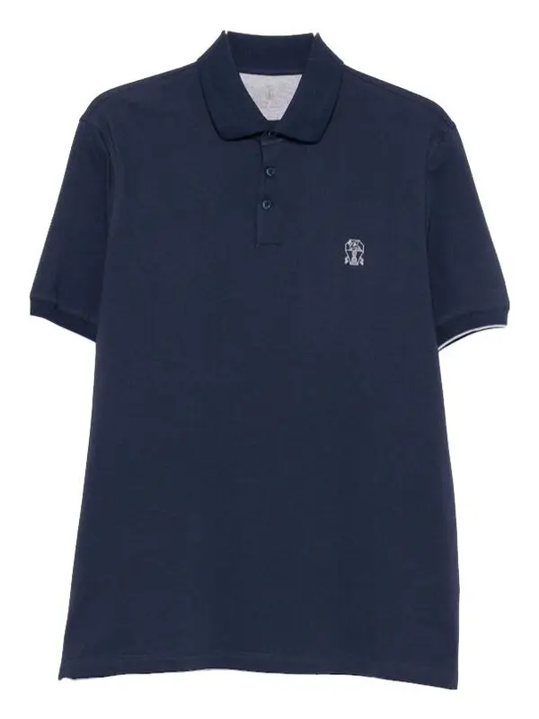 Brunello Cucinelli Logo-embroidered Polo Shirt - Blue