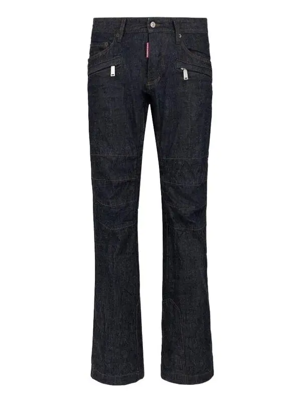 Dsquared2 Zip-up Regular Fit Dark Wash Denim Jeans - Blue