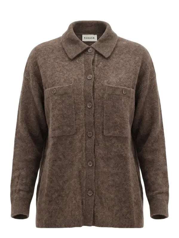 P.a.r.o.s.h Brushed Button-up Cardigan With Lapel Collar - Brown