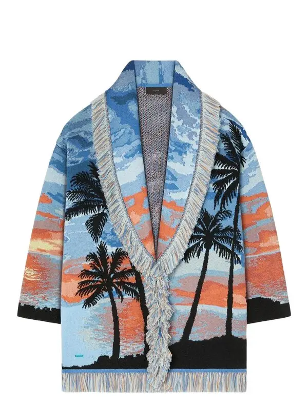 Alanui Hawaiian Sunset Belted Cardigan - Blue