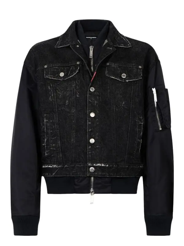 Dsquared2 Aviator Hybrid Jean Jacket - Black