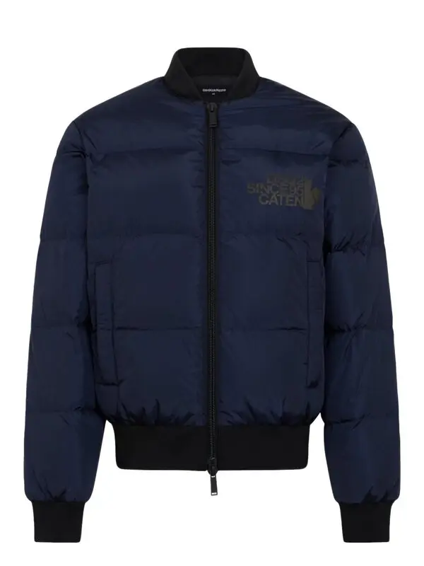 Dsquared2 Easy Down" Bomber Jacket With Printed Logo - Blue