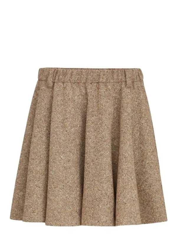 Brunello Cucinelli Virgin Wool Donegal Mini Circle Skirt With Monili Embellishment - Pinecone Brown