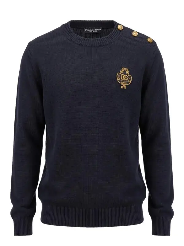 Dolce & Gabbana Crew Neck Long Sleeve Pullover - Black