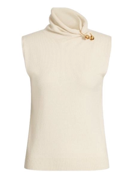 Alberta Ferretti Safety-pin Embellished High-neck Tank Top - White