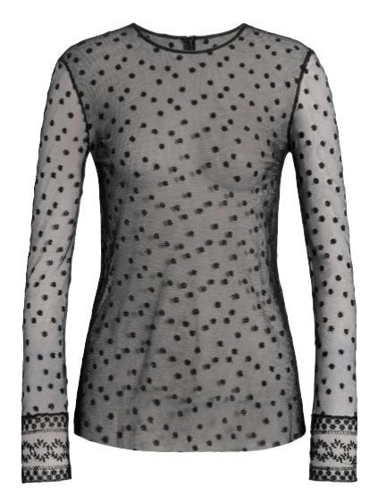 Alberta Ferretti Floral-embroidered Mesh Top - Black