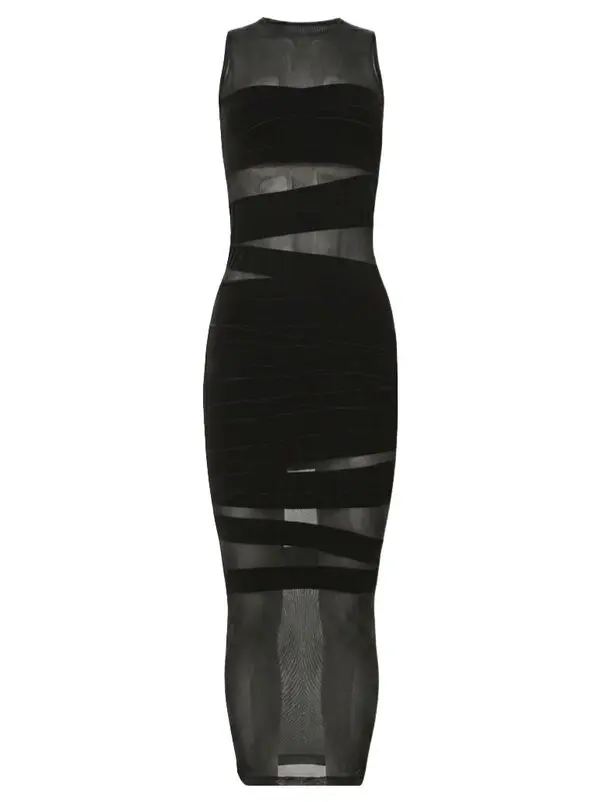 Wolford Sleeveless Sheer Midi Dress - Black