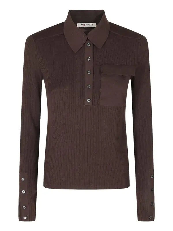 Ports 1961 Long-sleeve Knitted Polo Shirt - Black