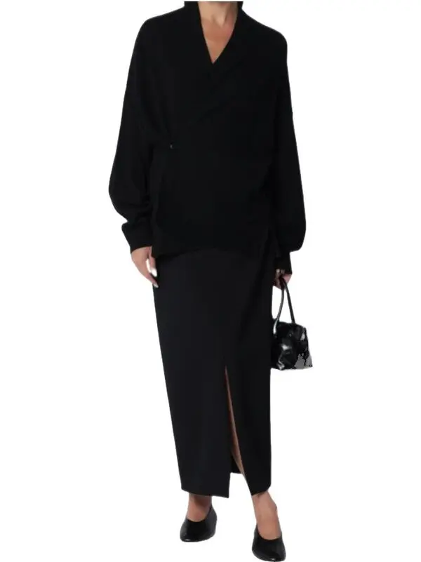 Extreme Cashmere Asymmetrical V-neck Cardigan - Black