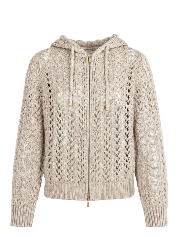 Eleventy Drawstring Hood Knit Top - Ivory