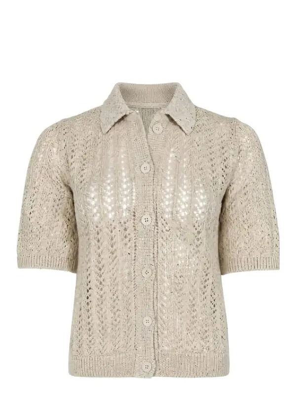 Eleventy Open-knit Short-sleeve Cardigan - Ivory