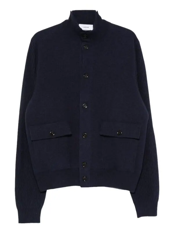 LARDINI Ribbed-knit Panelled Jacket - Black