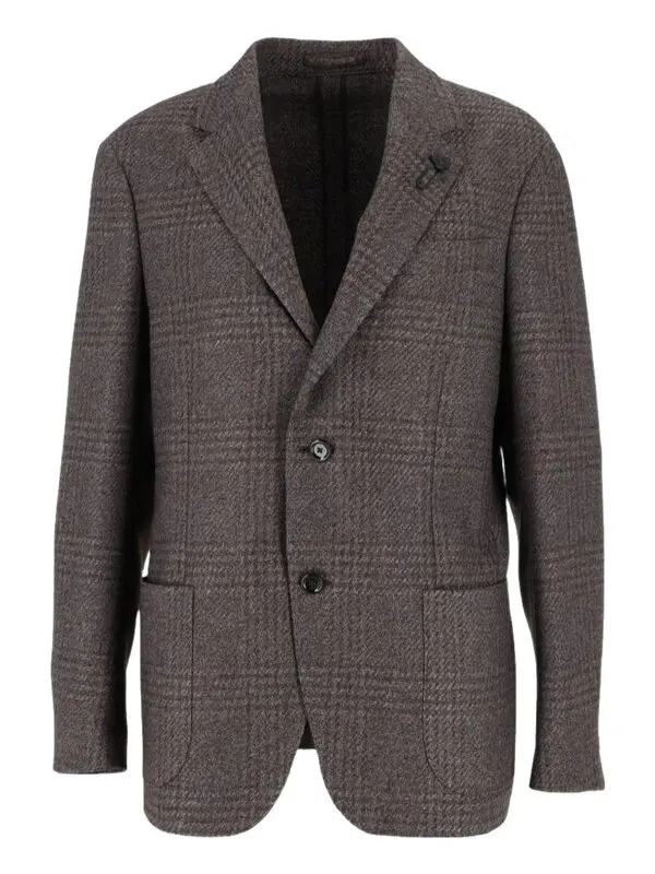 LARDINI Checked Single-breasted Blazer - Brown