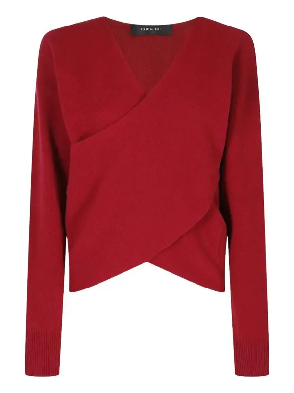 Federica Tosi V-neck Wrap Sweater With Ribbed Cuffs - Red