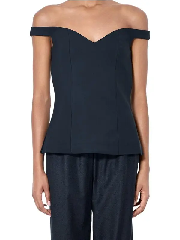 RÓHE Off-shoulder Sleeveless Top With Flared Hem - Black