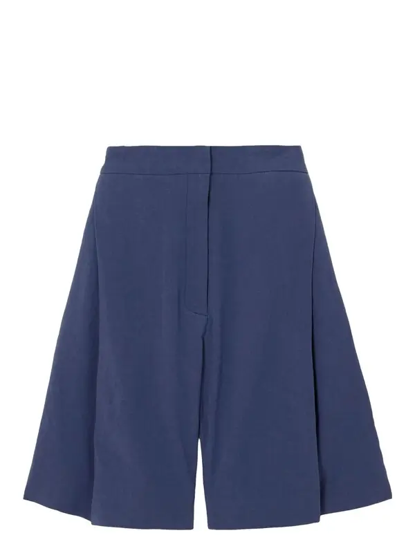 Tove Pleated Linen-blend Shorts - Blue