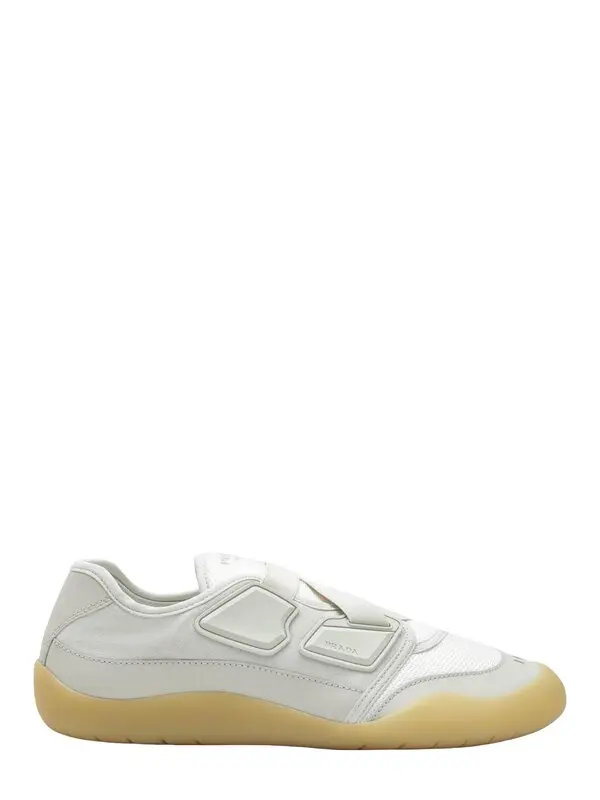 Prada Speedrock Leather And Mesh Fabric Sneakers - Cristallo