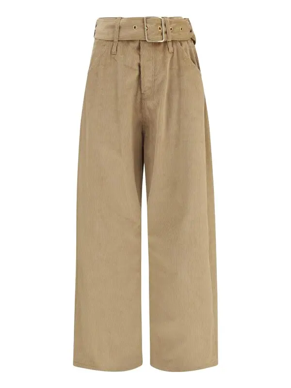 DARKPARK Dalila Belted Corduroy Wide-leg Trousers - Beige
