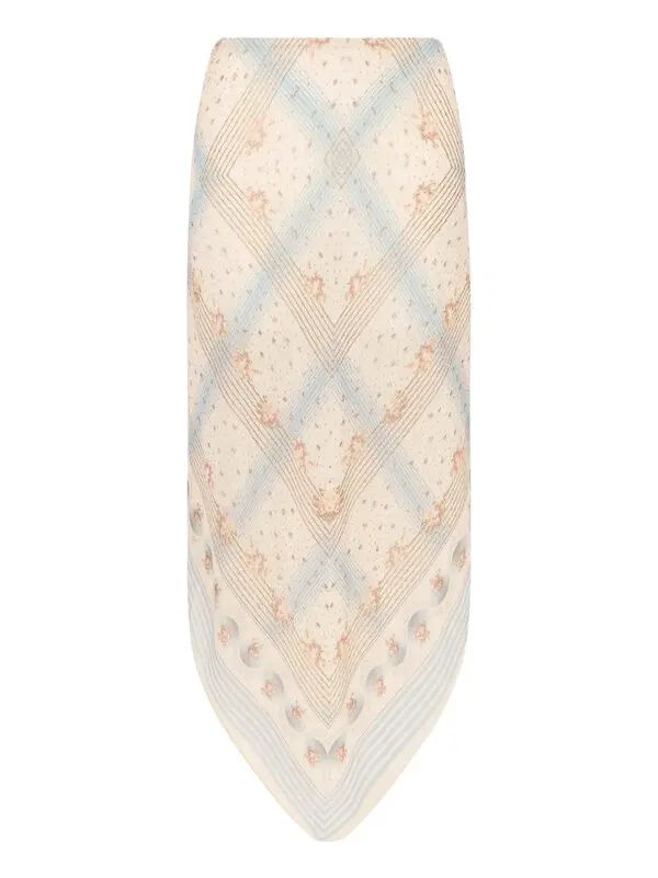 Anna Sui Printed Chiffon Midi Skirt - Nude
