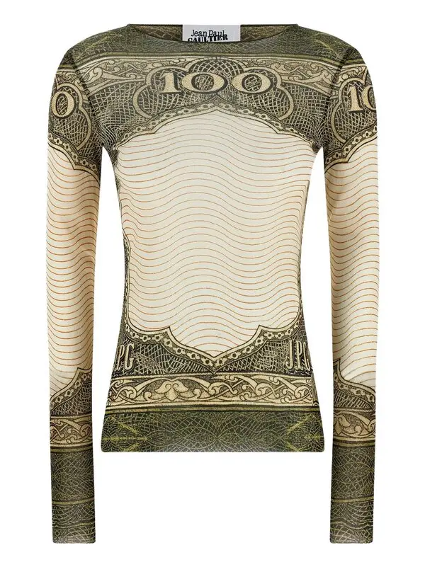 JEAN PAUL GAULTIER Re-edition Cartouche Printed Long Sleeve Top - Green