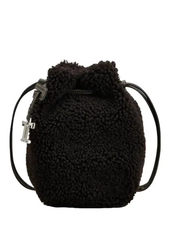 TOD'S Micro Shearling Bucket Bag - Brown