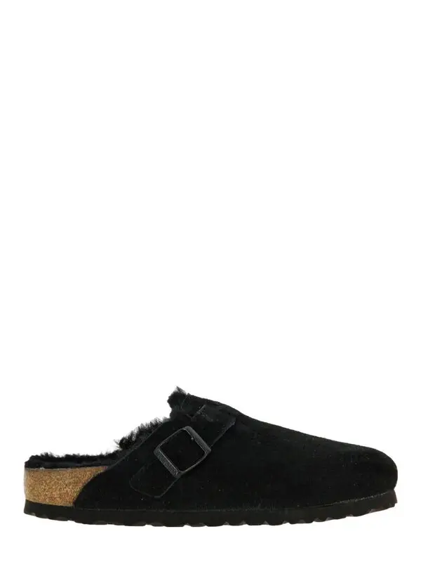 BIRKENSTOCK Round Toe Buckled Slipper - Black