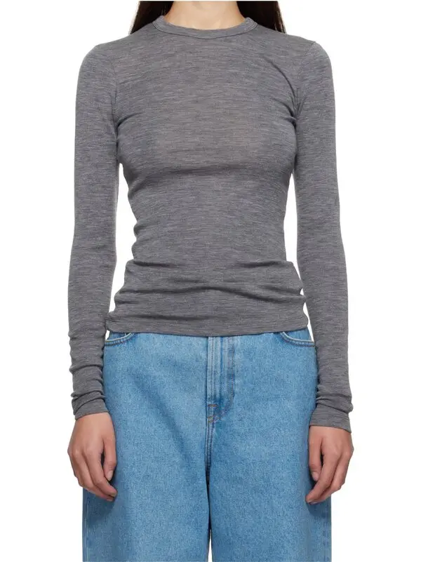 RÓHE Round Neck Long-sleeved T-shirt - Gray