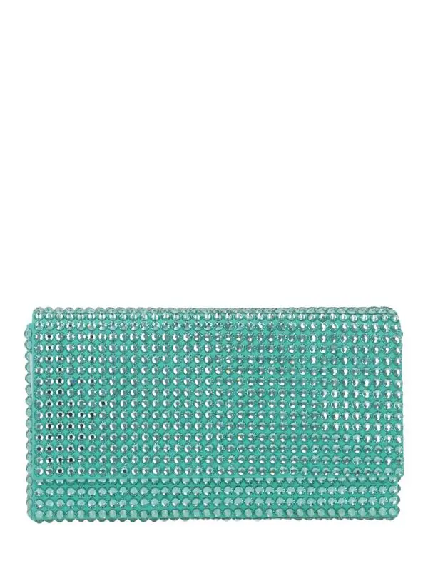 Amina Muaddi Crystal Decorated Satin Clutch - Blue
