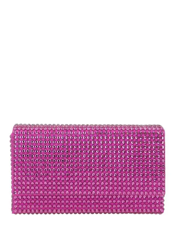 Amina Muaddi Crystal Decorated Satin Handbag - Pink