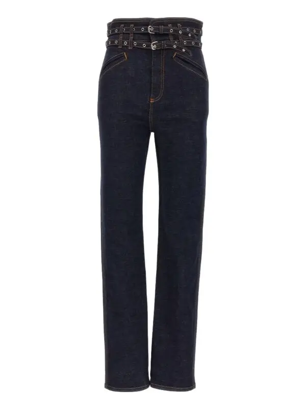 Philosophy Di Lorenzo Serafini High Waist Belted Straight Leg Jeans - Black