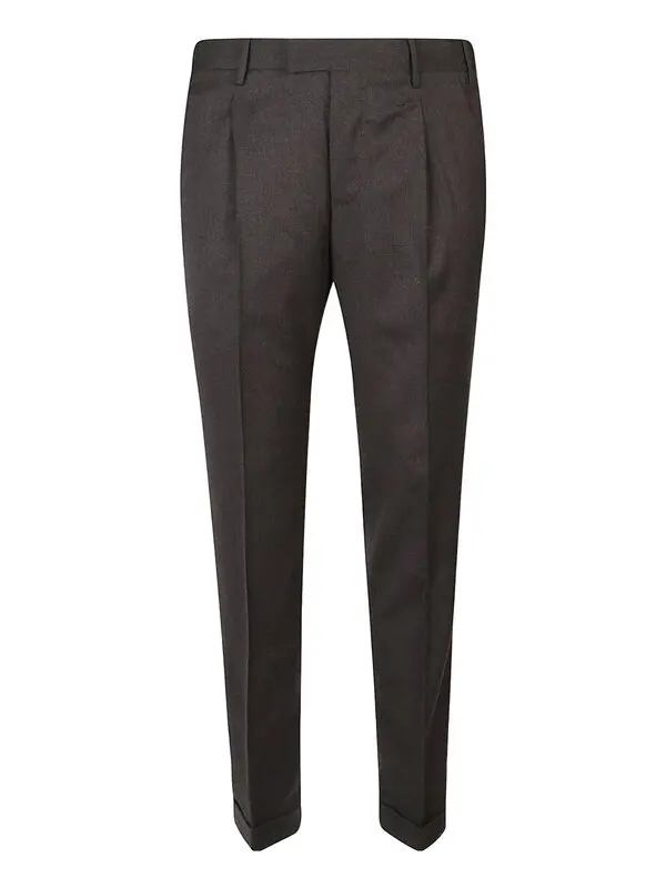 PT TORINO Virgin Wool Blend Straight-leg Trousers - Medium Brown