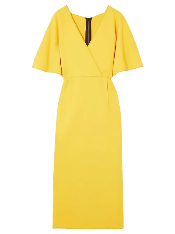 Maticevski Pleated Crepe Midi Dress - Yellow