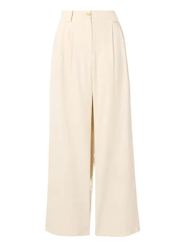 A.L.C. Pleated Linen-blend Twill Wide-leg Trousers - No