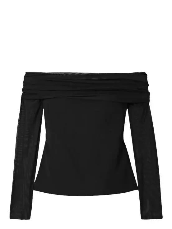 Cushnie One-shoulder Top With Sheer Sleeves - Black
