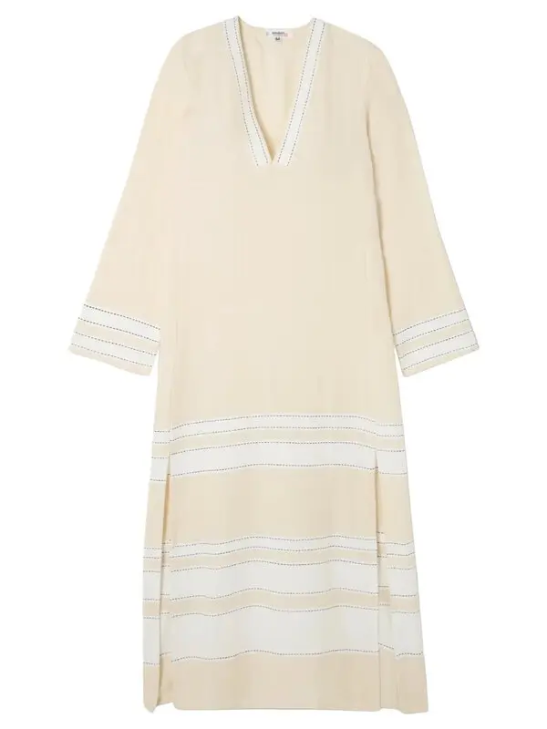 LEMLEM Striped V-neck Cover-up Dress - Nude