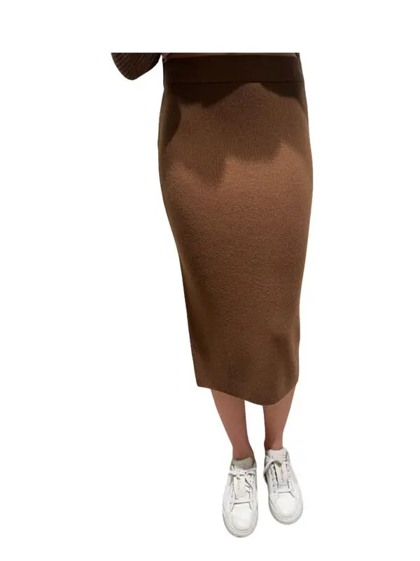 Max Mara Ribbed Midi Skirt - Chestnut