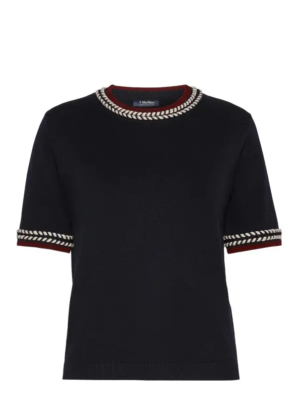 Max Mara Short-sleeved Knitwear With Contrasting Trim - Black